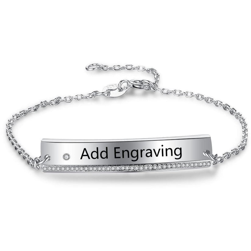 Sterling Silver Engraved Bar Bracelet – Think Engraved