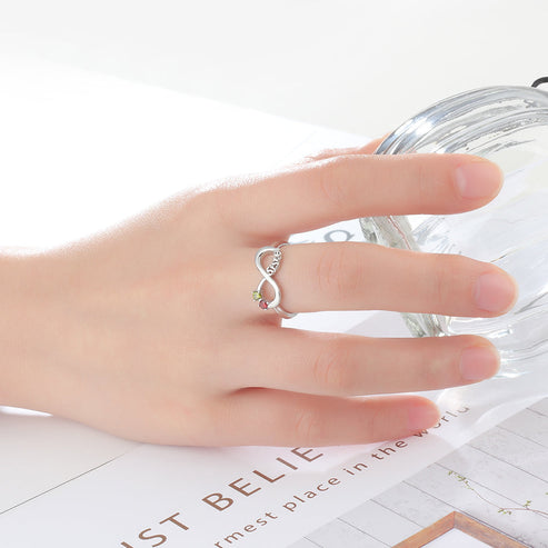 Custom 2 Stone Infinity Sisters Ring - Dual Birthstone Sisters Ring Wi ...